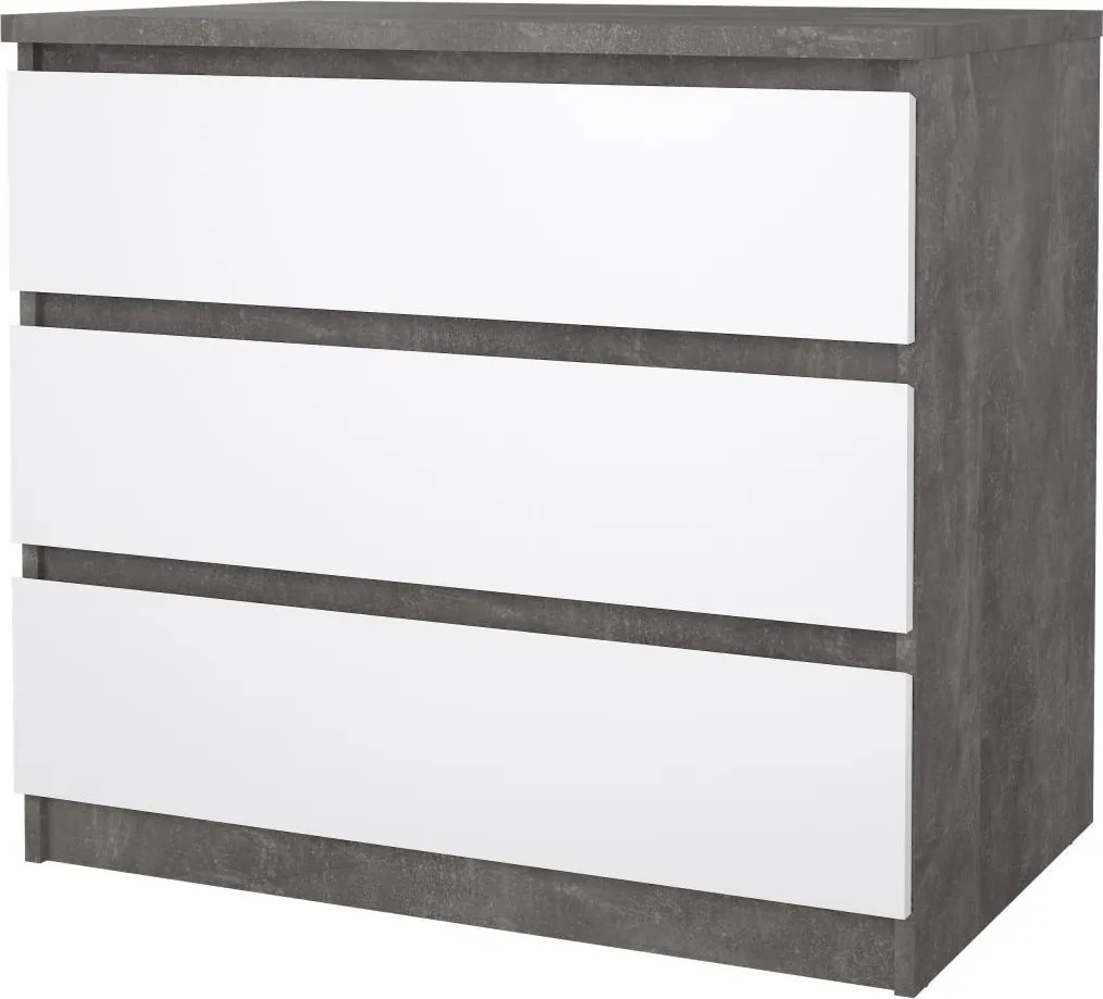 FALCO Komoda Simplicity 235 beton/bílý lesk