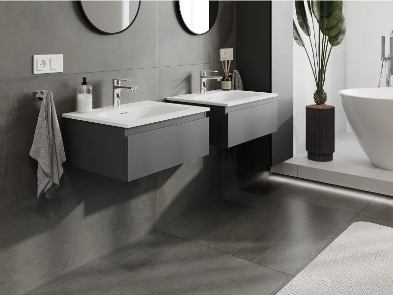 Mexen Orio, koupelnová skříňka 60 cm s umyvadlem Vela, 1 zásuvka, grafitová matná/bílá matná, 91A10-06023-1-BF66-W23M01