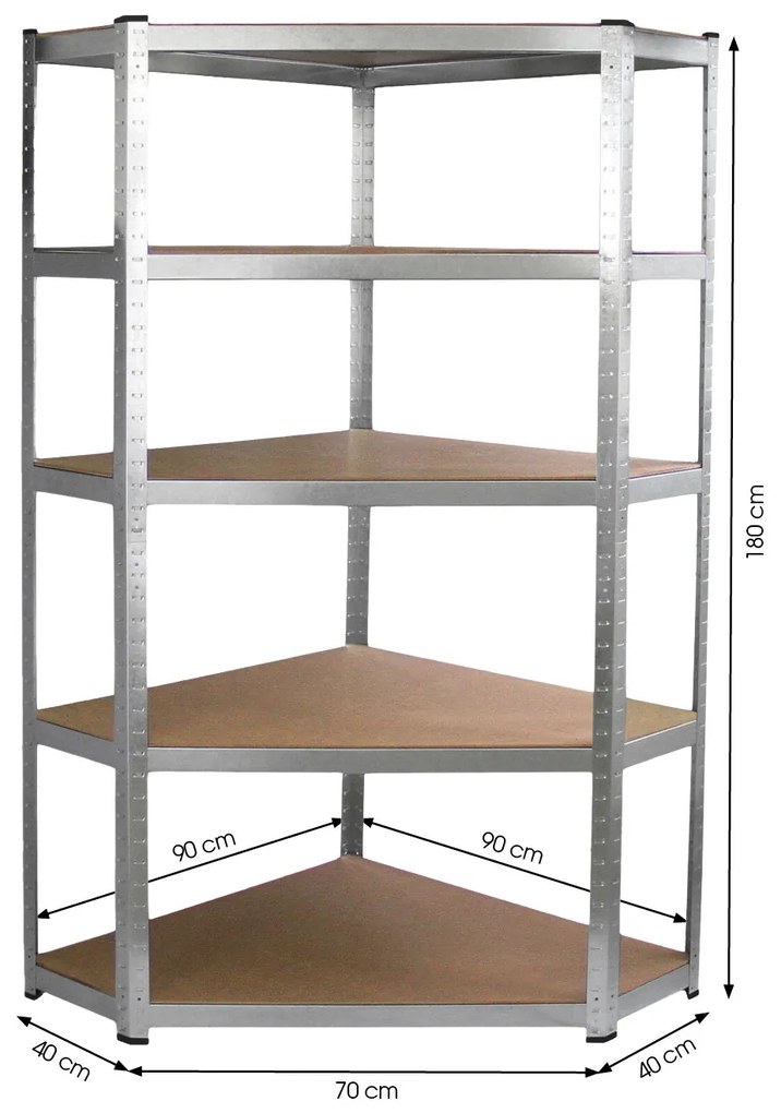 Fieldmann FDR 1840R Rohový regál s 5 policemi 5 polic, Výšku police lze nastavit, Snadné a rychlé složení, Rozměry: 90 x 40 x 180 cm, .