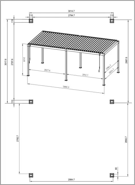 BIZZOTTO Světlá hliníková pergola s uzavíracími lamelami GARDA 3x6 m 0796087