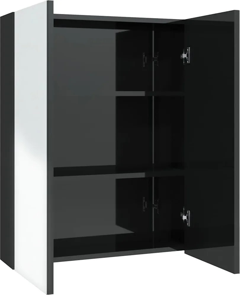Koupelnová skříňka se zrcadlem 60 x 15 x 75 cm MDF zářivě černá 331524