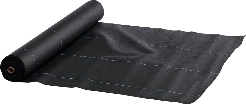 Outsunny Tkanina pro kontrolu plevele – Zábrana proti plevele 2x100 m Geotextilní tkanina 60 g/m² pro kontrolu plevele a zahradního plevele Černá zábr