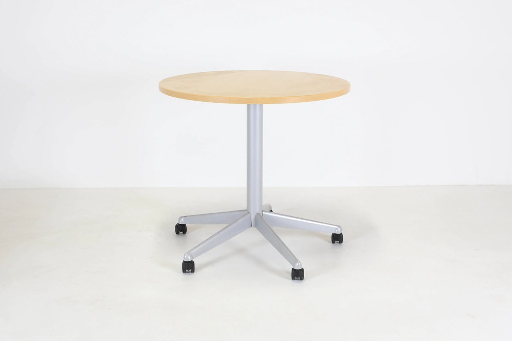 Stůl konferenční, 80 cm, kulatý,Apple/šedá centr. noha, kolečka