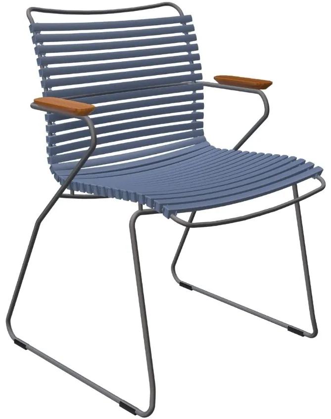 OnaDnes -20% Modrá plastová zahradní židle HOUE Click s područkami