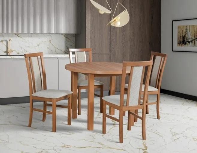Drewmix jídelní sestava DX 4 odstín dřeva (židle + nohy stolu) grandson, odstín lamina (deska stolu) bílá, potahový materiál látka s doplatkem