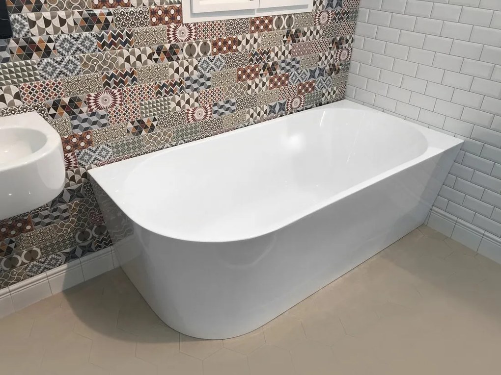 Aqualine Aqualine, TIBERA R rohová stojící vana 170x80cm, bílá, E1015