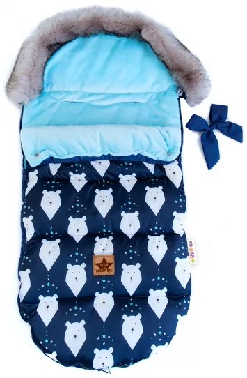 Dětský fusak maxi PREMIUM Winter bear, + rukávník ,granátový, 110x50cm, Baby Nellys
