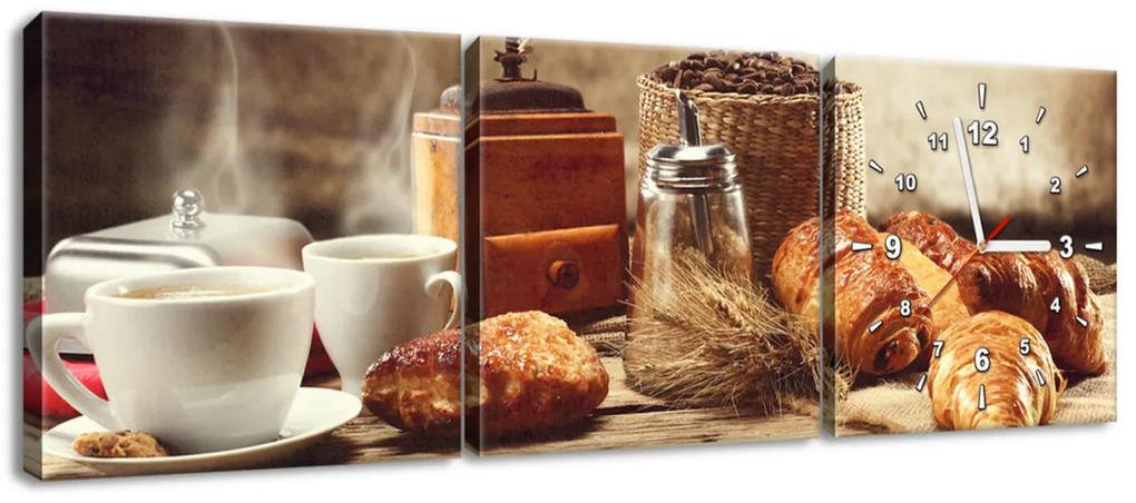 Gario Obraz s hodinami Chutná snídaně - 3 dílný Rozměry: 90 x 70 cm