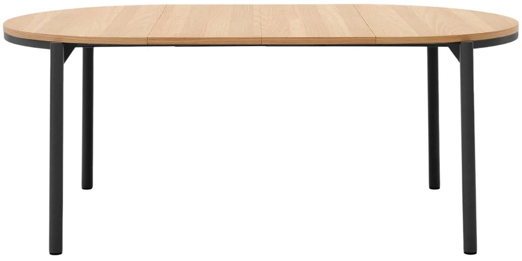 Dubový rozkládací jídelní stůl Kave Home Montuiri 120-200 x 120 cm s černou podnoží