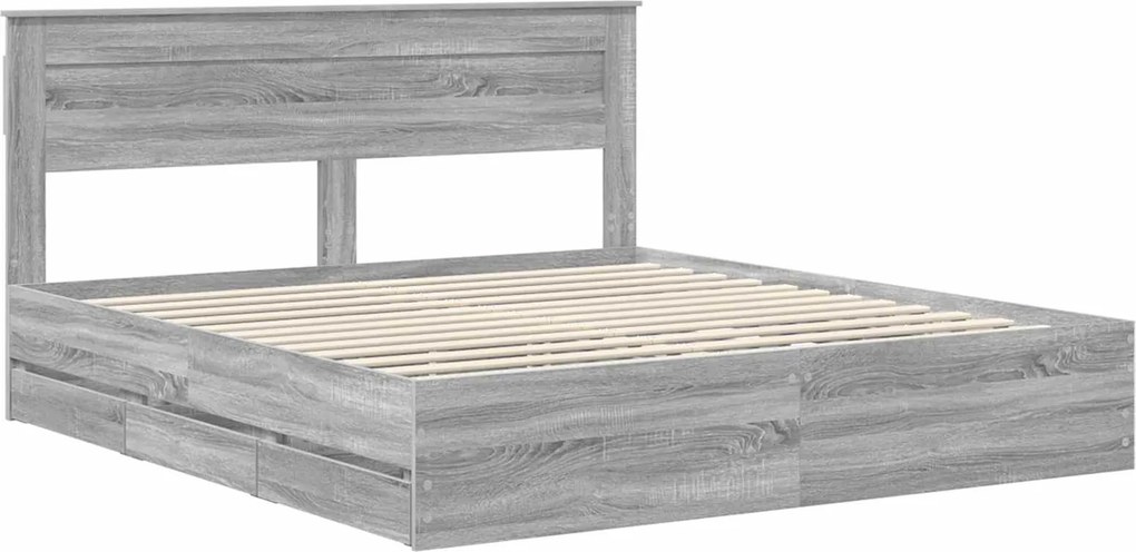 Rám postele s čelo Šedá Sonoma 200 x 200 cm Inženýrské dřevo 3409827