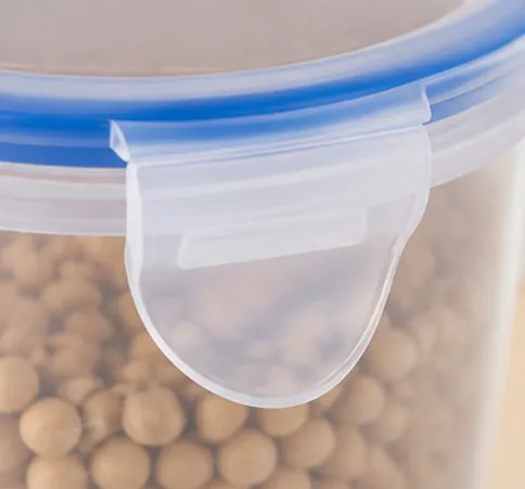 dóza na potraviny, objem 1,5 l, s víkem, plast, 19x10x10 cm, průhledná, Dekorino DP20260021