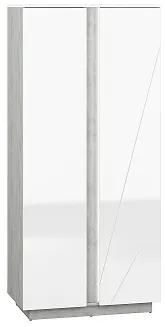 LAMIA 01 - Šatní skříň 2D lamino, beton stříbrný, bílá lesk