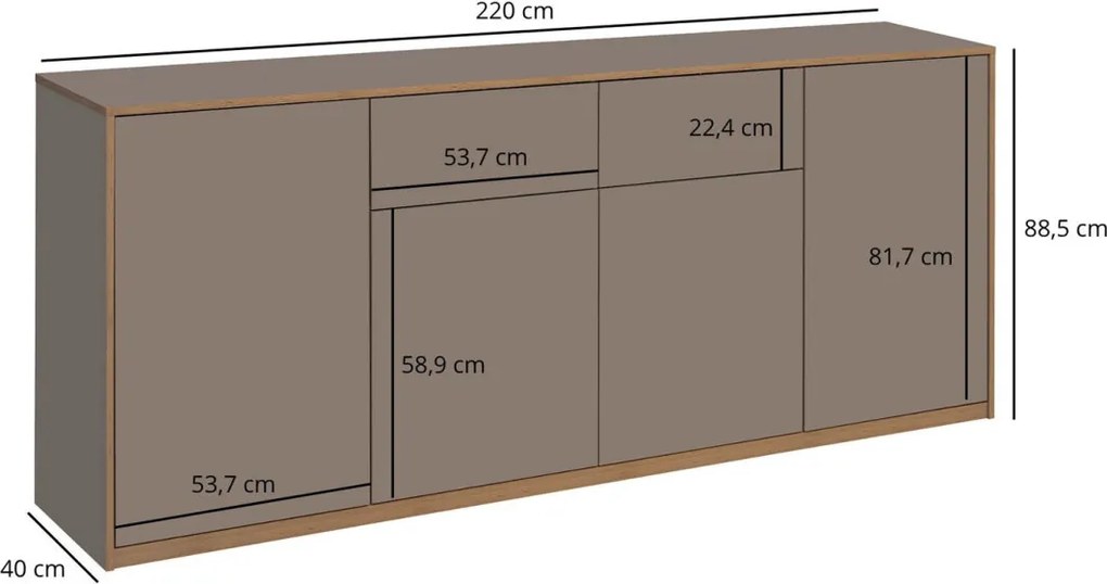 Komoda 4d2s šedý kubanit Complex