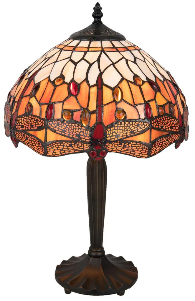 Stolní lampa 5204 se vzorem vážky, červenohnědá