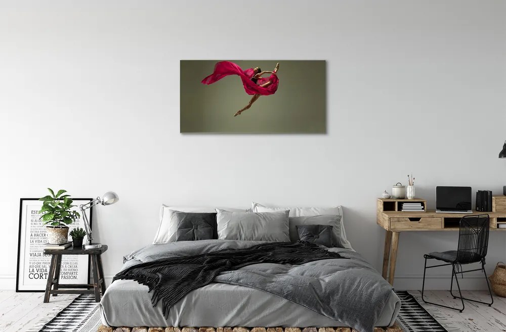 Obrazy na plátně Žena růžové motouz materiál 120x60 cm