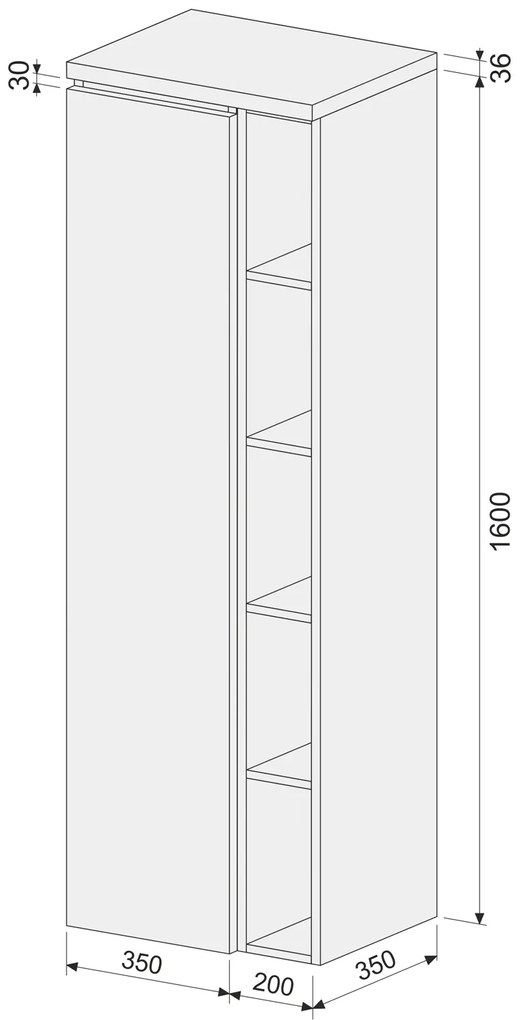 Intedoor OPERA, koupelnová skříňka vysoká - nika vpravo, dveře levé - OP SV 55 1D L 1OPP OP SV 55 1D L 1OPP
