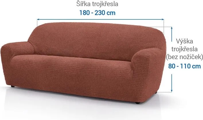 Super strečové potahy RUBINIA cihlová trojkřeslo (š. 180 - 230 cm)