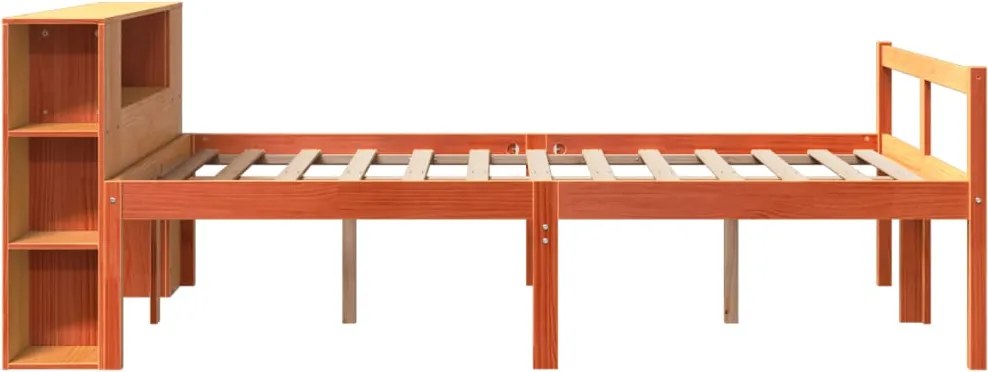 Postel s knihovnou bez matrace hnědá 135 x 190 cm masivní dřevo 3321980
