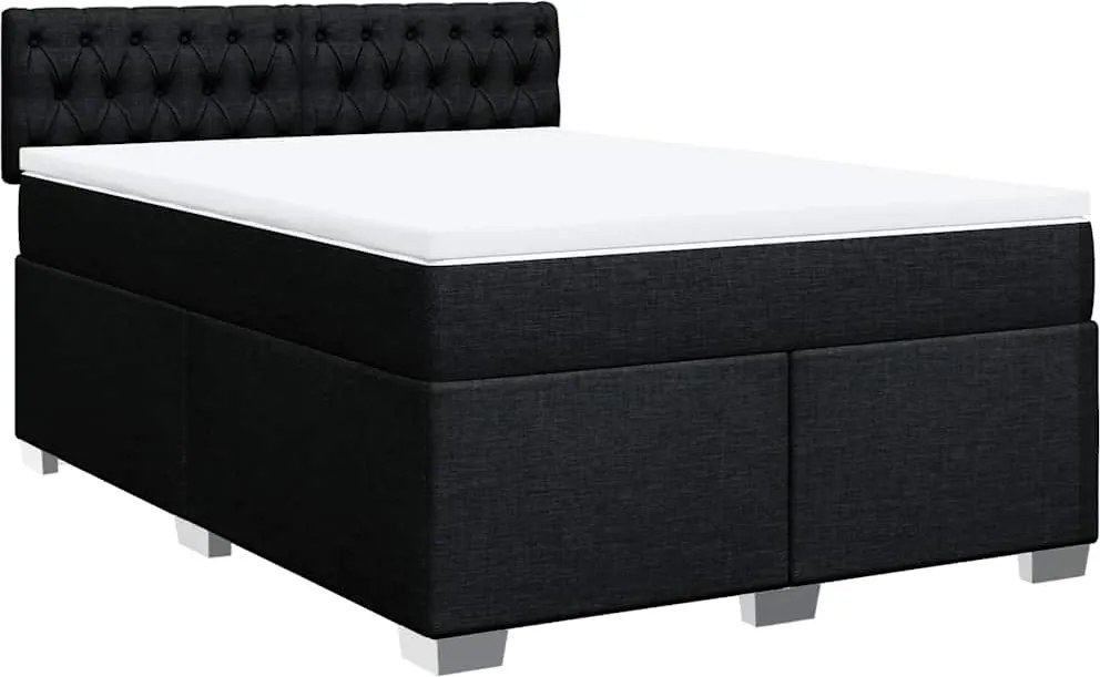 Box spring postel s matrací černá 160x200 cm textil 3288248