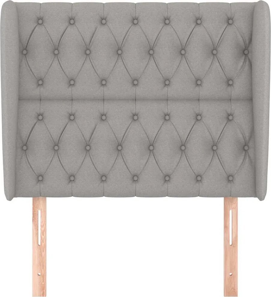 Čelo postele typu ušák světle šedé 103x23x118/128 cm textil 3118282