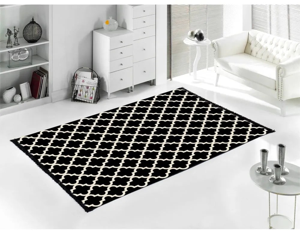 Černo-bílý oboustranný koberec Madalyon, 120 x 180 cm