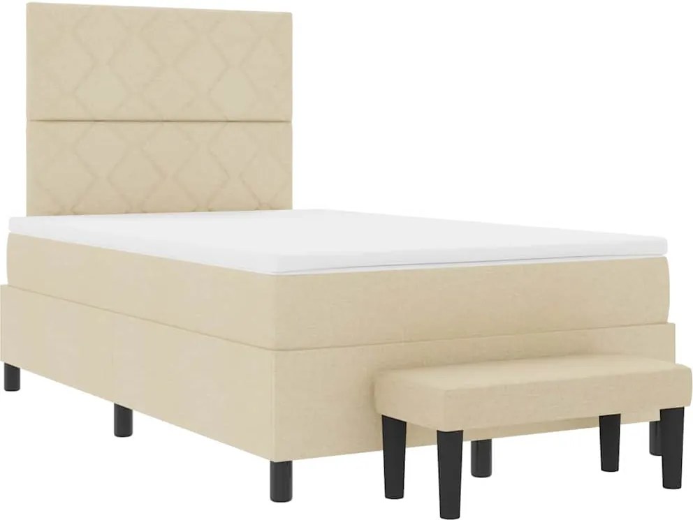 Postel s boxspringem s čelo Krémová 120 x 190 cm textil 3344133