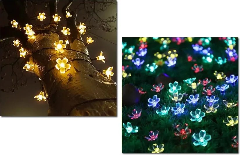 Dekorativní venkovní solární řetěz s 40 LED – Lights Flowers - Bílá teplá