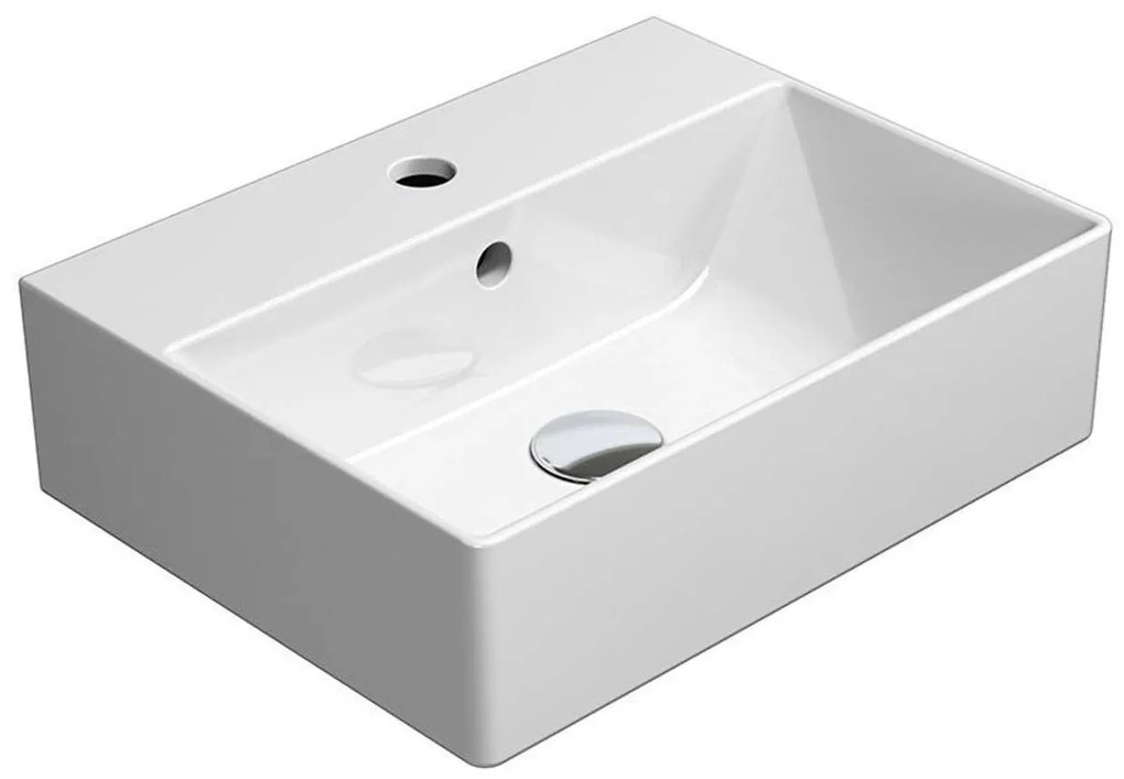 Sapho GSI Kube X - Umývátko 45x35 cm, s přepadem, s 1 otvorem pro baterii, Extraglaze, bílá 9485111