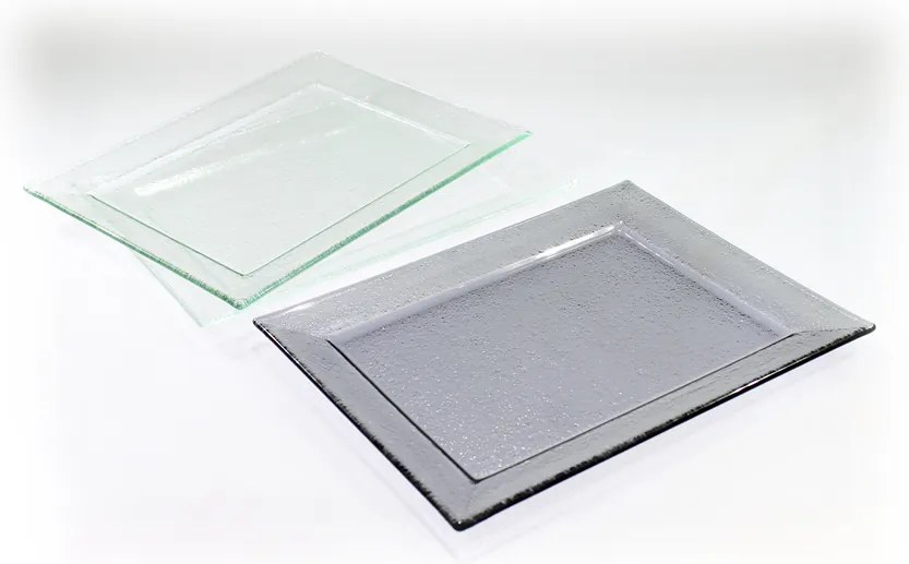BDK-GLASS Servírovací tác MAXIM 29x23cm Barva: Šedé sklo