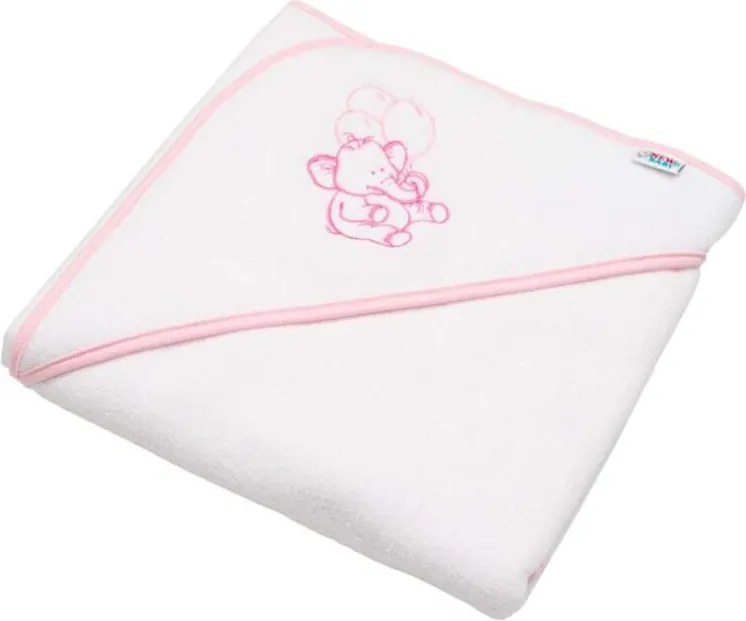 Dětská froté osuška s výšivkou a kapucí New Baby 80x80 bílá sloník