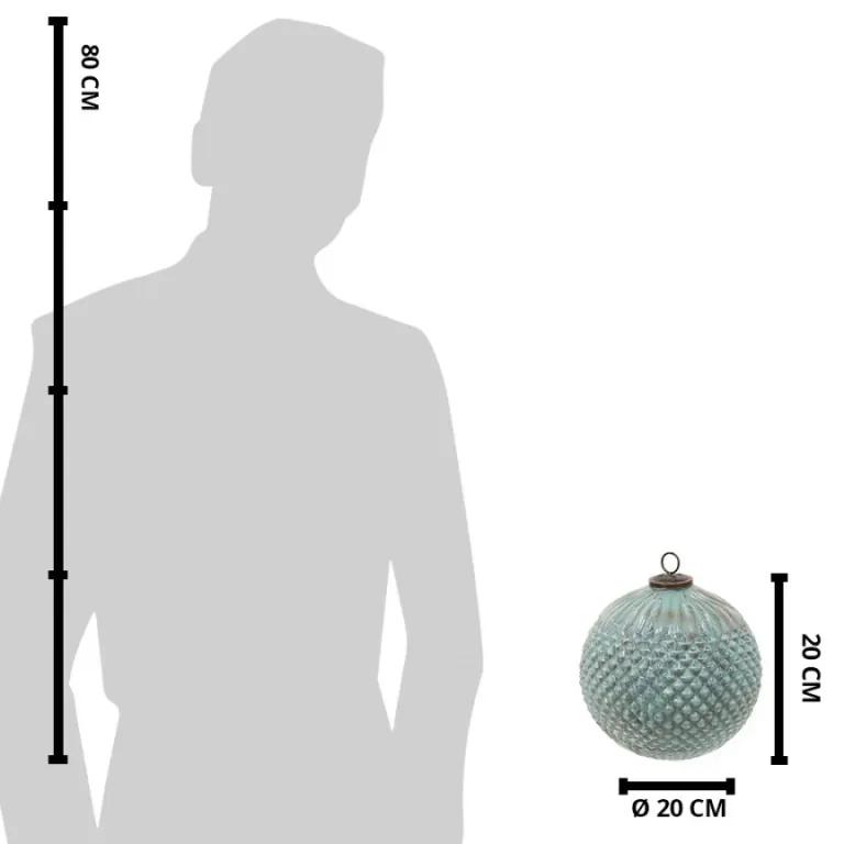 Tyrkysová antik skleněná vánoční koule XL – 20x20 cm