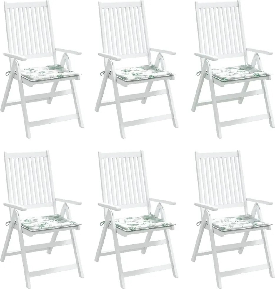 vidaXL Podušky na zahradní židli 6 ks 40x40x3 cm látka oxford [314037] Barva: Bílo-zelená