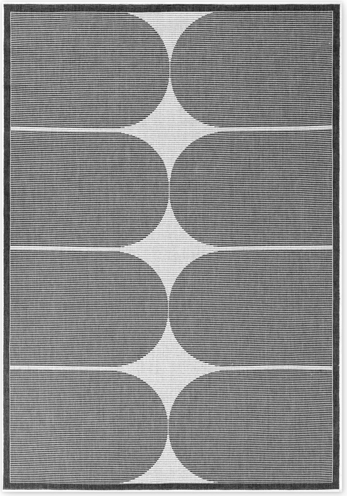 NORTHRUGS, Kusový koberec Duet Bowen 106244 Black/White - na ven i na doma, 200x290, černobílá, chodba / předsíň