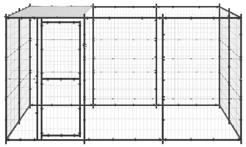 vidaXL Venkovní psí kotec se střechou ocel 7,26 m²