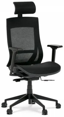 Kancelářská židle černá MESH síťovina, 2D područky, kolečka pro tvrdé podlahy KA-W002 BK
