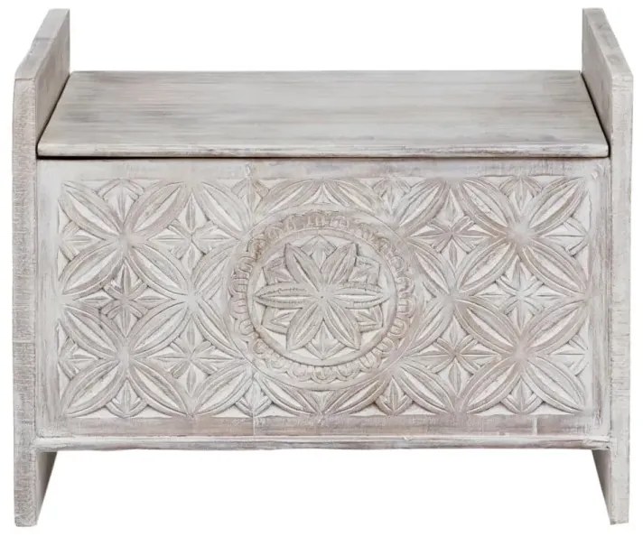 furniture-nabytek.cz - Masivní lavicová truhla Makira z mangového dřeva, lakovaná, bílá – 71×40×55 cm