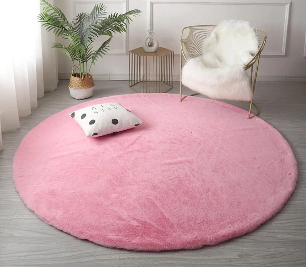 Růžový kulatý koberec Rabbit Rozměr: 110 cm