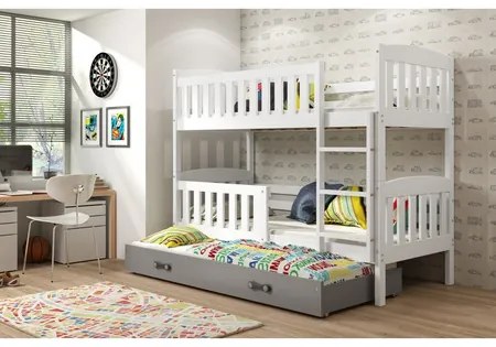 Dětská patrová postel KUBUS s výsuvnou postelí 80x190 cm - bílá Zelená