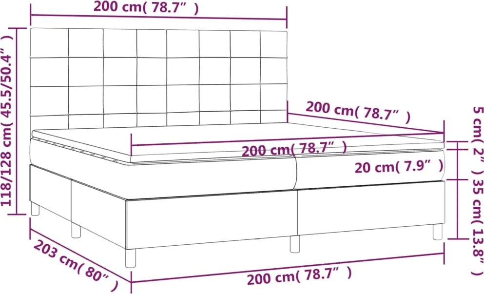 Box spring postel s matrací černá 200x200 cm samet 3143045
