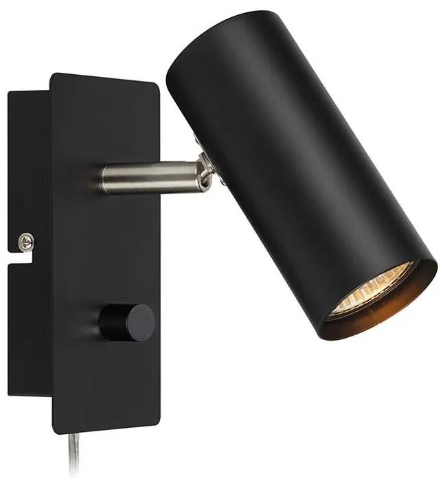 Markslojd 107345 BARCELONA  - Nástěnné stmívatelné svítidlo s kabelem do zásuvky / černá