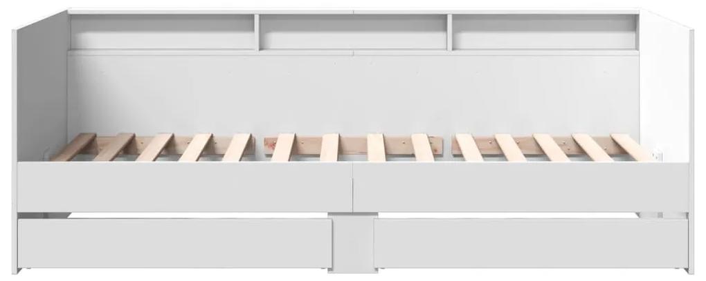 Válenda se zásuvkami bílá 75 x 190 cm kompozitní dřevo