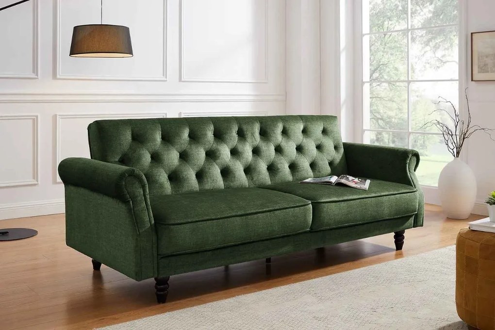 Designová rozkládací sedačka Scarlet 220 cm zelený samet