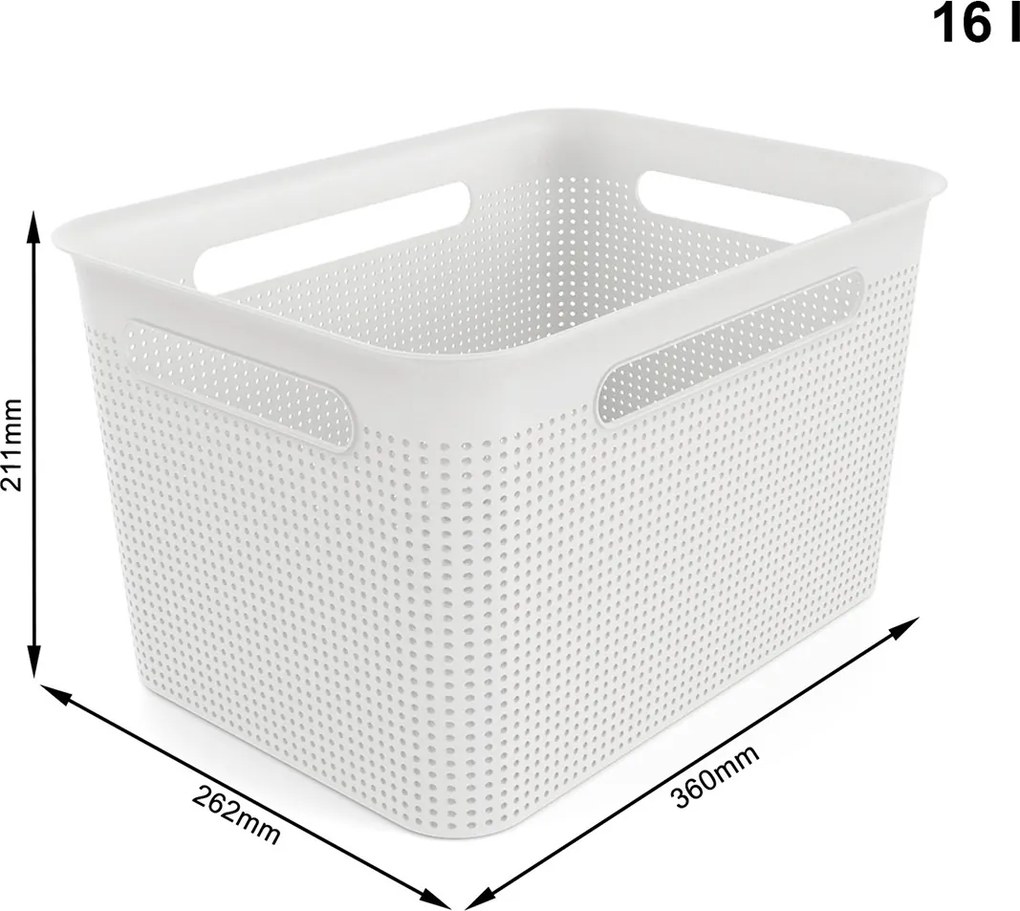 Rotho Úložný box s víkem a s madly BRISEN 16l, 36x26,2x21cm, bílý