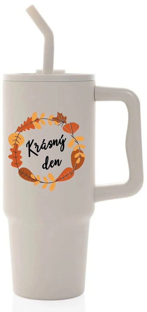 KRÁSNÝ DEN (PODZIM) - béžový cestovní termohrnek 900 ml