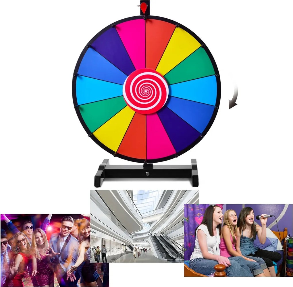 Costway Hračka 24" Wheel of Fortune Barevné kolo Hry pro loterijní hry Slovní