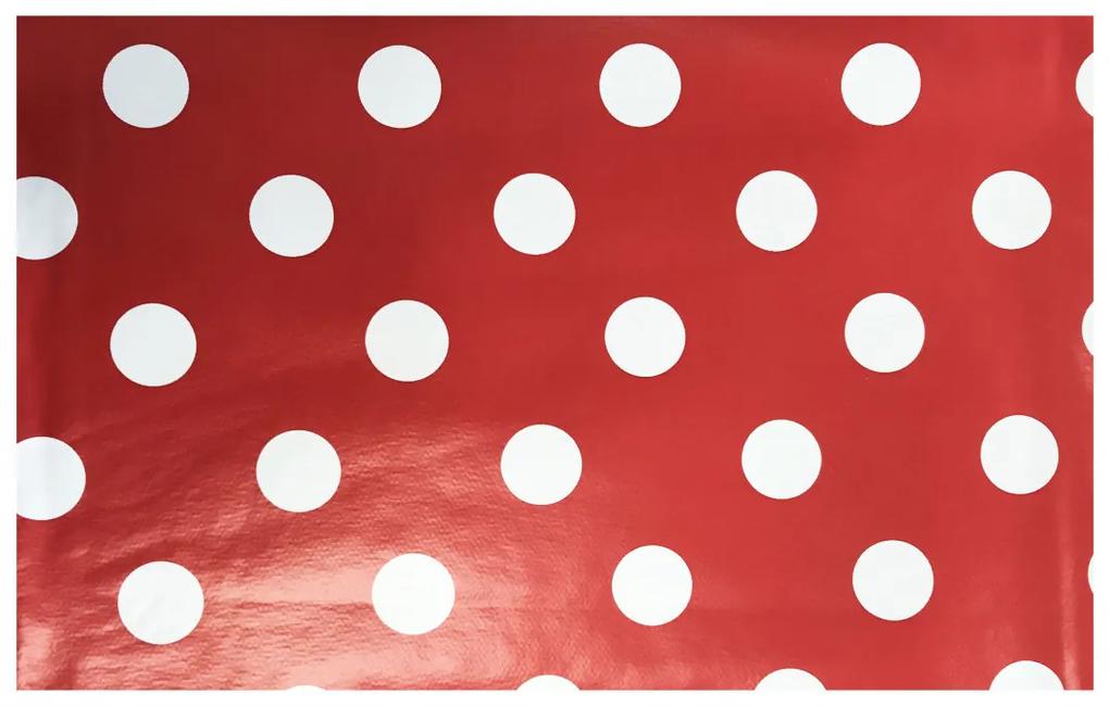 Vesna | Ubrus PVC na plátně červený puntík 135x170 cm