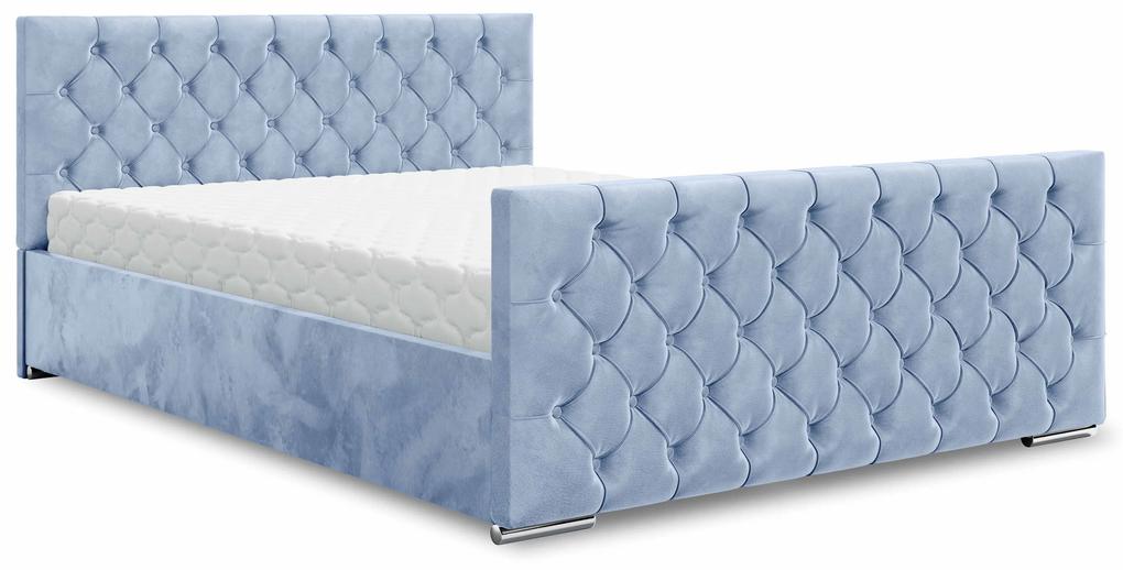 Manželská postel 160 cm Velva (světle modrá) (s roštem a úložným prostorem). 1047177