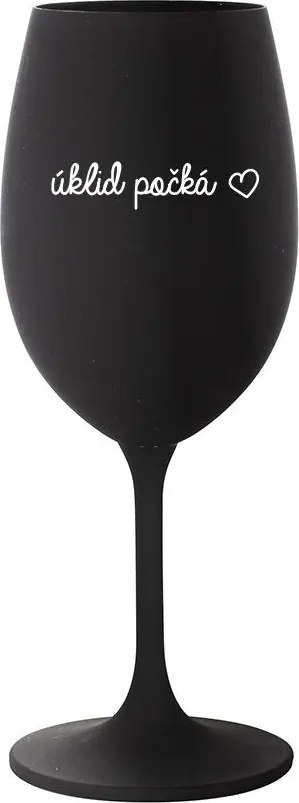 ÚKLID POČKÁ - černá sklenice na víno 350 ml