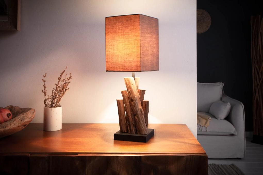 Invicta Interior Designová dřevěná stolní lampa přírodní - Sálvora