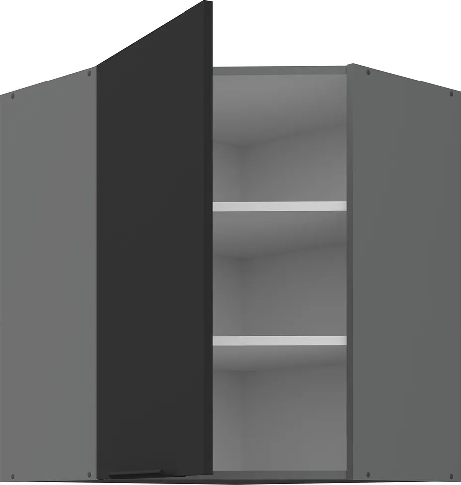 ARIA ab| horní kuchyňská skříňka 60x60 GN-72 1F (45°) rohová s policemi | 60x60 cm | antracit/černá